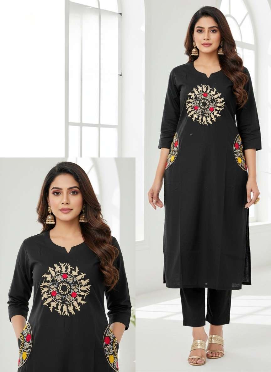 Premium Dabu Cotton Kurti Pant Set with Designer Pockets
